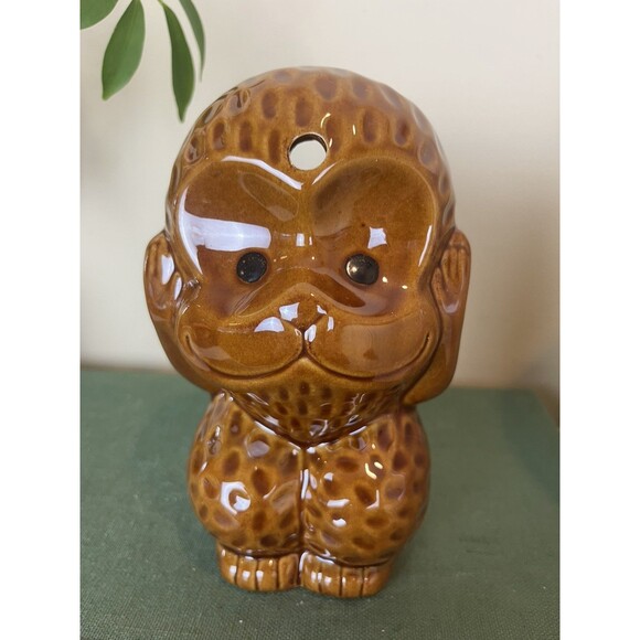 Accents | Vintage Tiki Hear No Evil Mug Cup Ceramic Brown Glaze Barware ...